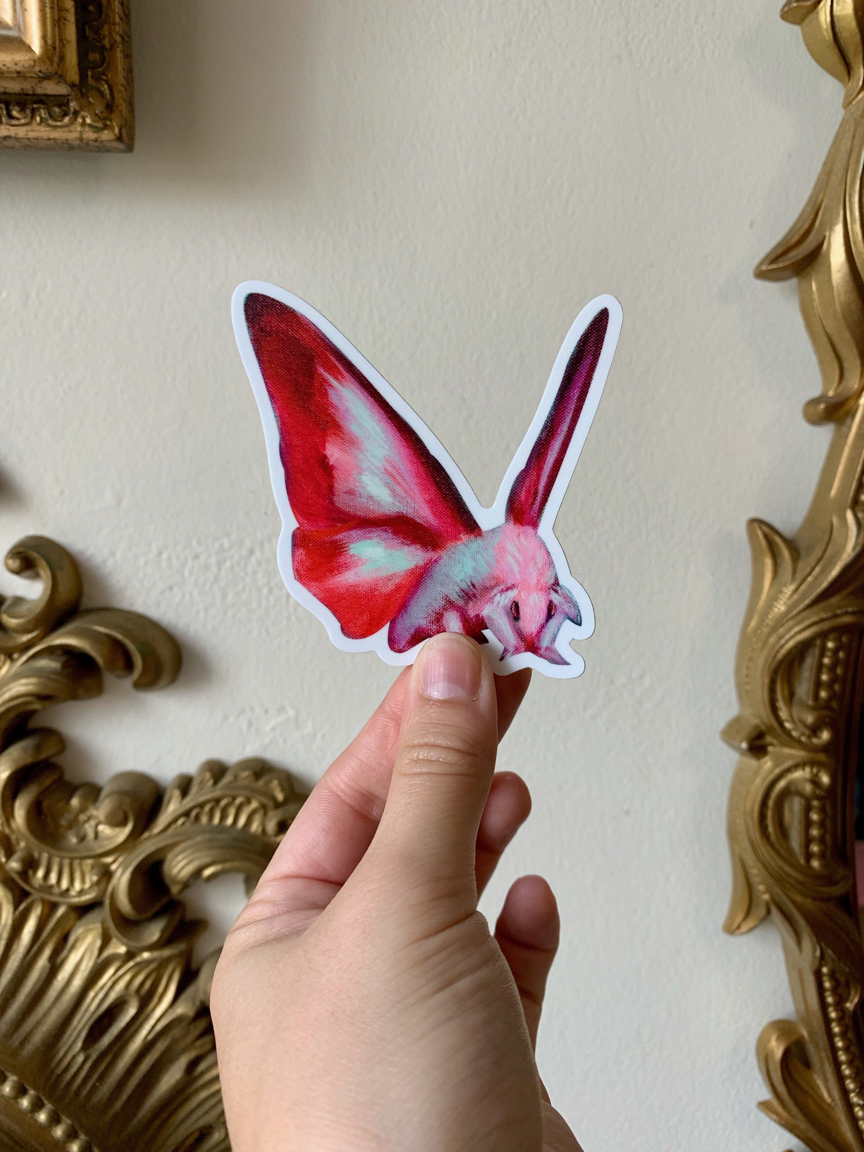 Strawberry Moth 1 Sticker | Abi Brewer Fine Art